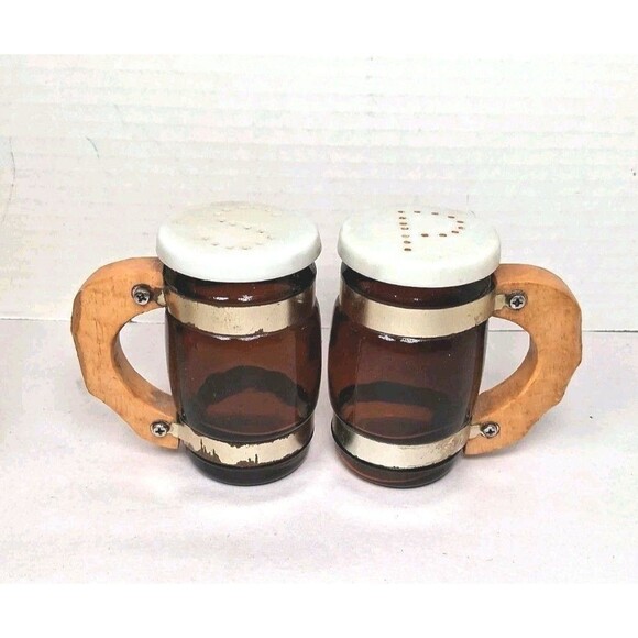 Unbranded | Kitchen | Vintage Amber Brown Glass Beer Mug Salt And ...